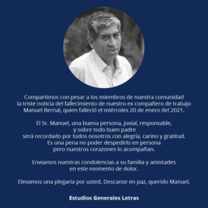 EN MEMORIA DE MANUEL BERNAL - Generales letras PUCP